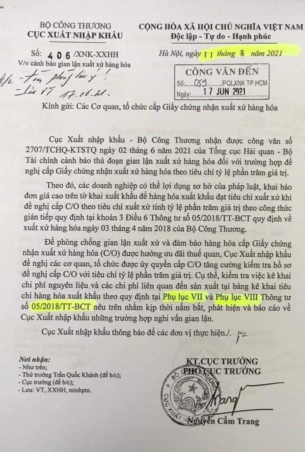 Công văn 406/XNK-XXHH năm 2021 Vv gian lận theo tiêu chí XX tính tỷ lệ ...
